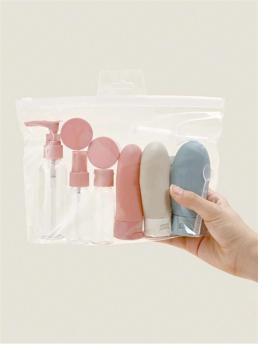 CALINNL Juego de botellas rellenables para viaje con vaporizador, loción, champú, gel de ducha ...