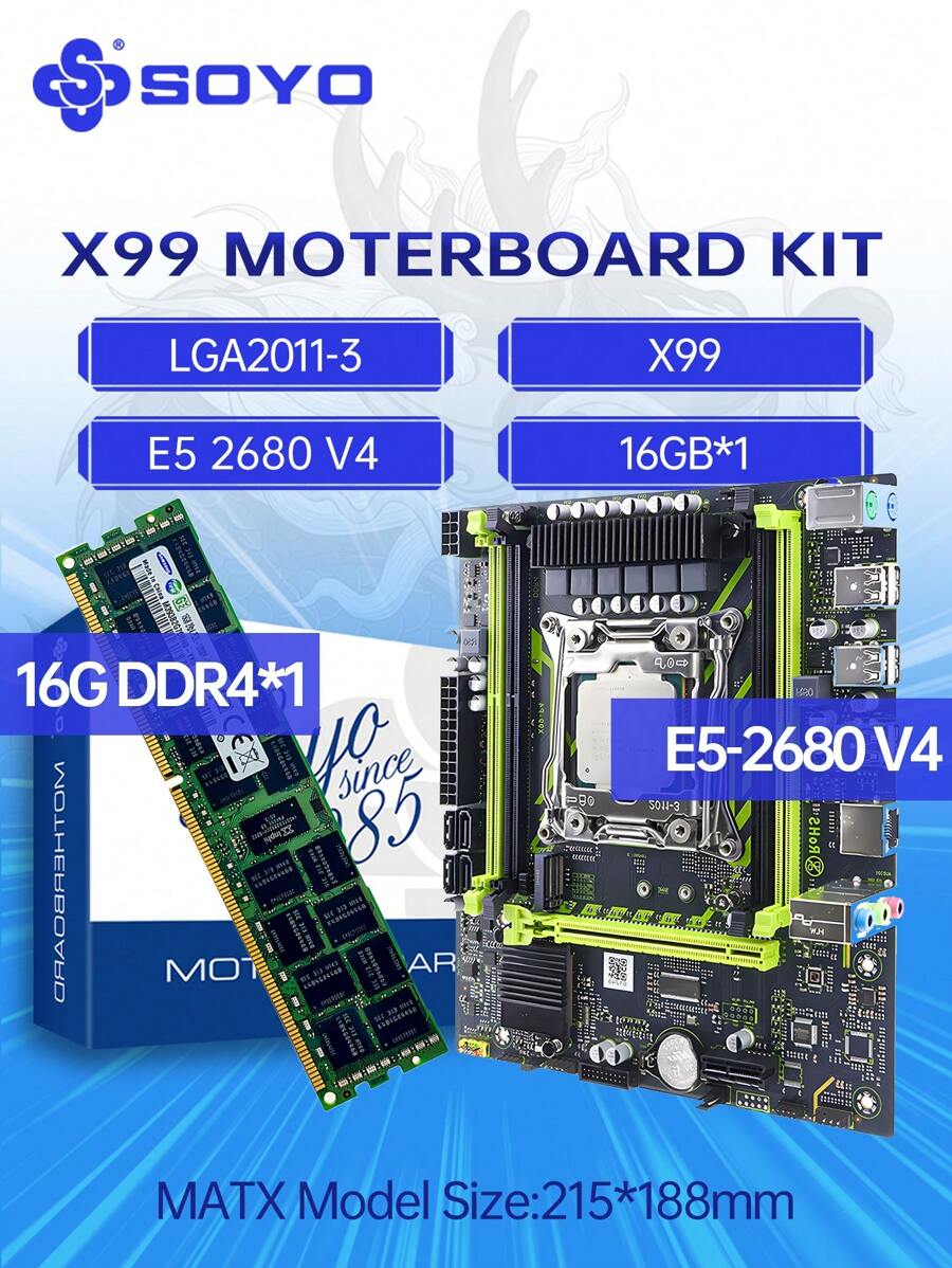SOYO X99 D4 Motherboard Kit LGA 2011-3 Set With Intel Xeon E5 2680 V4 ...