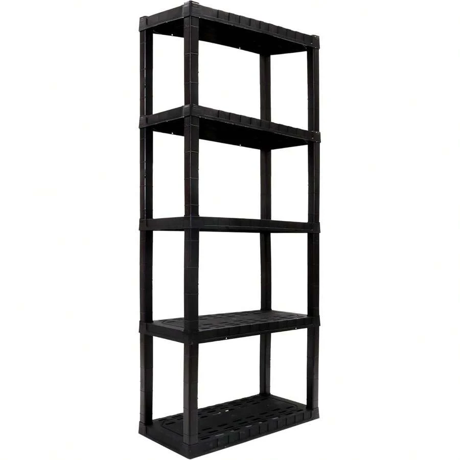 5 Tier Plastic Shelf, Garage Shelving Unit, Rack And Storage Shelves ...