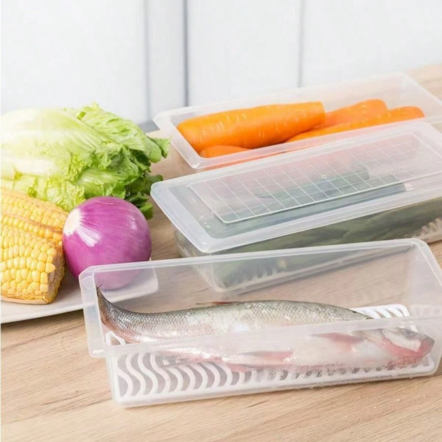 1pc Drain Crisper Plastic Small Kitchen Refrigerator Freezer Storage ...