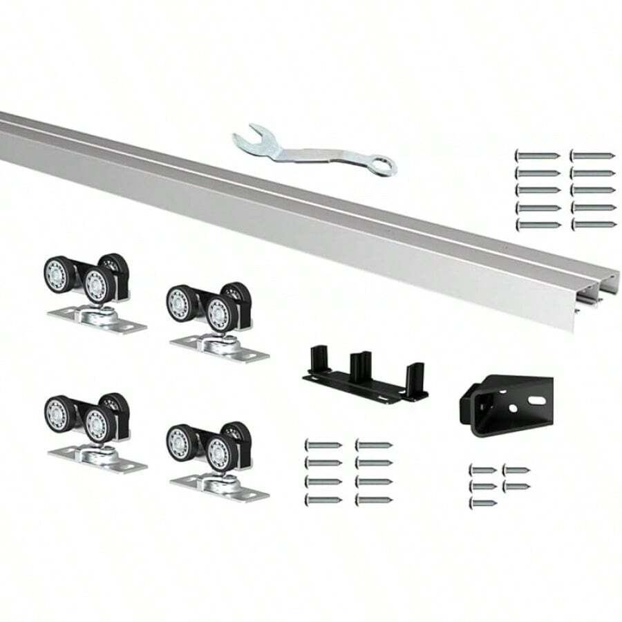 72" Ceiling Mount Bypass Sliding Door Hardware For 2 Doors,Silver Box ...