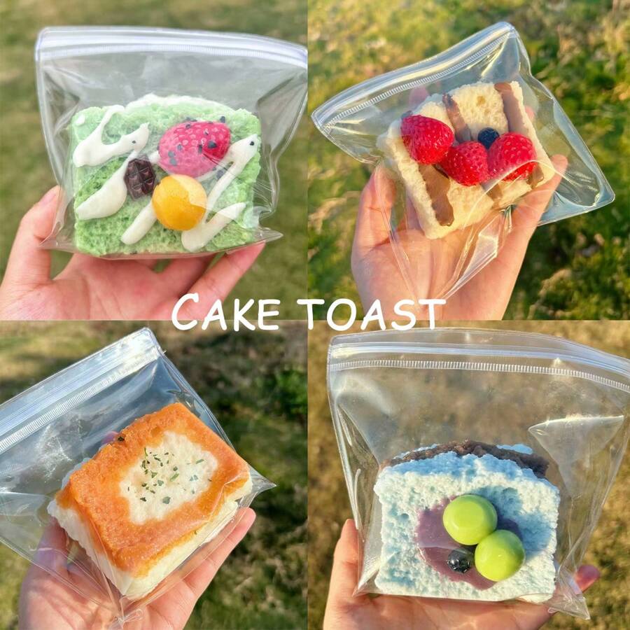 Extra Thick High Density Matcha Fruit Bread Squeeze Toy, Silicone-Like ...