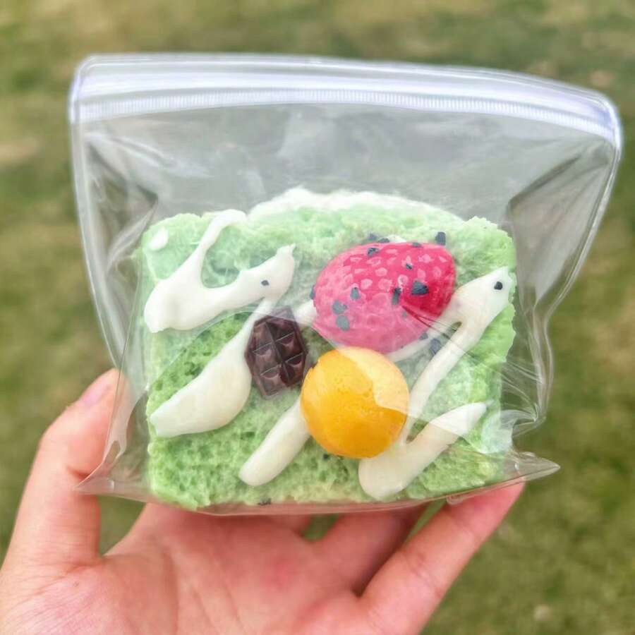 Extra Thick High Density Matcha Fruit Bread Squeeze Toy, Silicone-Like ...