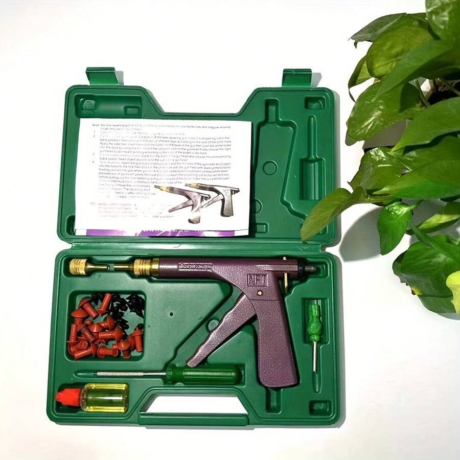 Car Tubeless Tyre Wheel Repair Gun Kit: Plugger With Rubber, Mushroom ...