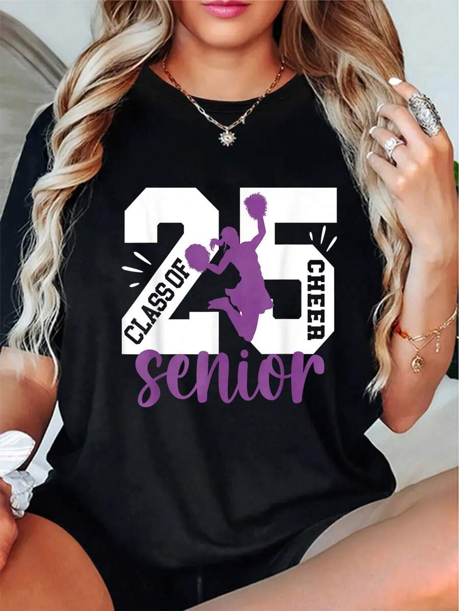 Class Of 2025 Cheer Senior 2025 Senior Cheerleader 2025 T-Shirt Women's ...