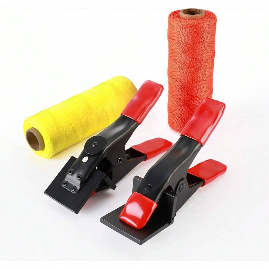 4 Pieces Mason Line Clamps & Mason Line String Line - Red & Orange ...