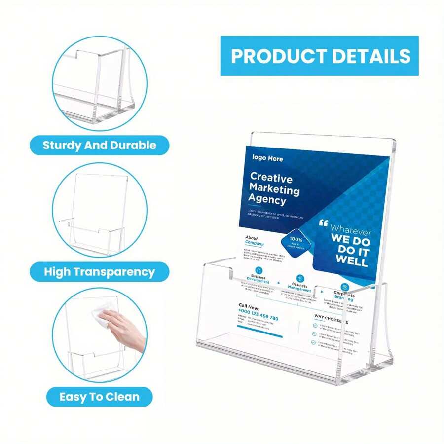 2 Pack A5 Clear Perspex Leaflet Holders Brochure Stand Top Portrait ...