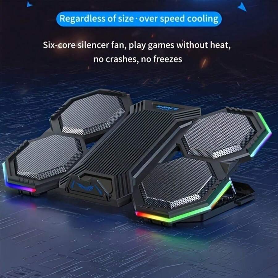 RGB Gaming Laptop Stand Air Cooler Notebook Stand Holder With 6 Fans ...