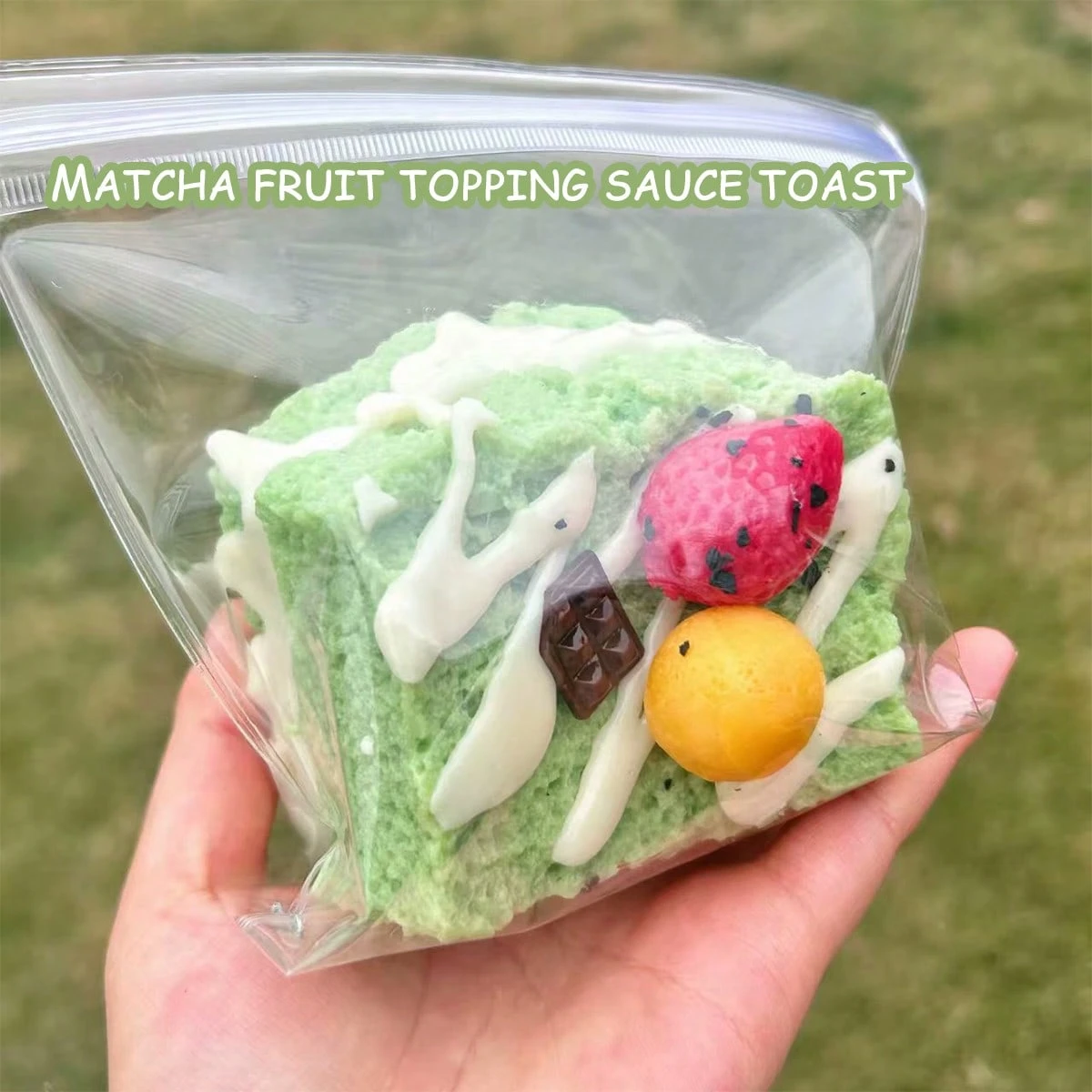 Extra Thick High Density Matcha Fruit Bread Squeeze Toy, Silicone-Like ...