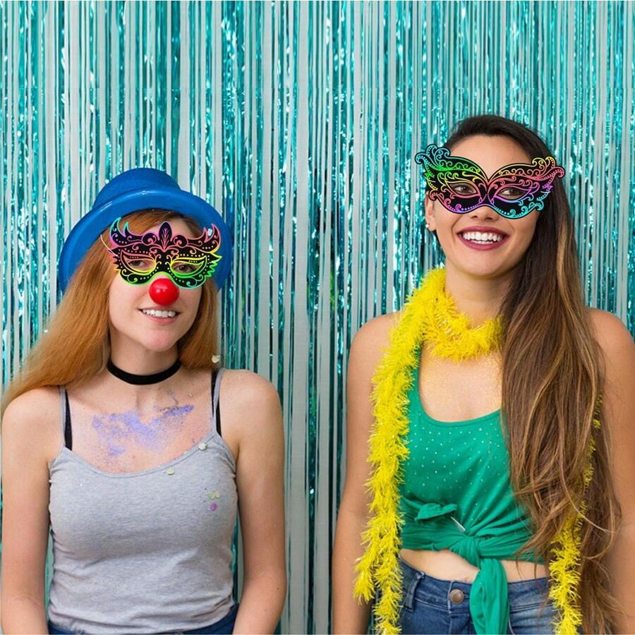 8 sets Mardi Gras Diy masker krasloten met stokken en rekbaar touw ...