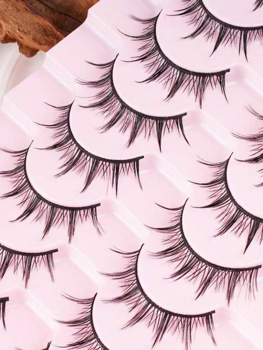 10 Pairs Cartoon Style False Eyelashes, Stiff & Natural Looking Fake ...