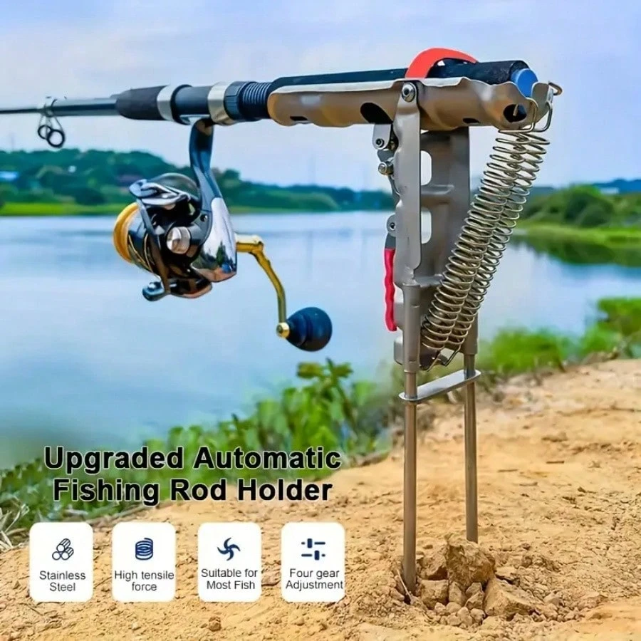 Automatic Fishing Rod Holder Rod Stand Dual Spring Stainless Steel ...