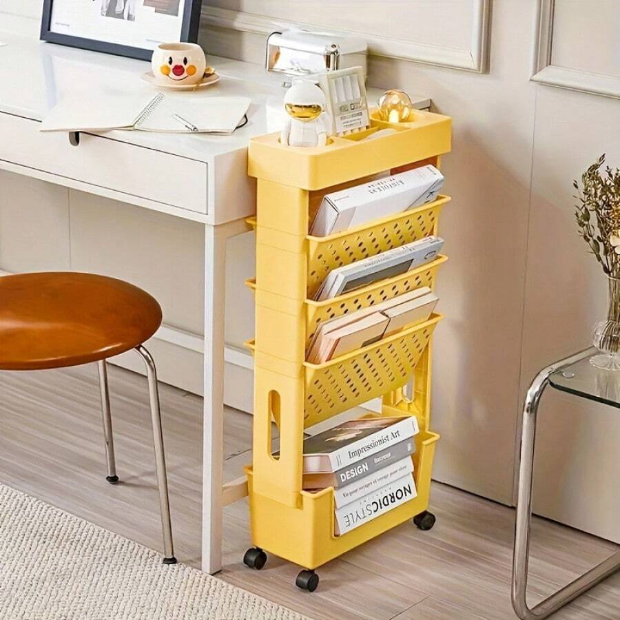 [Movable Bookshelf] Bookshelf With Wheels - Minimalist Movable For ...