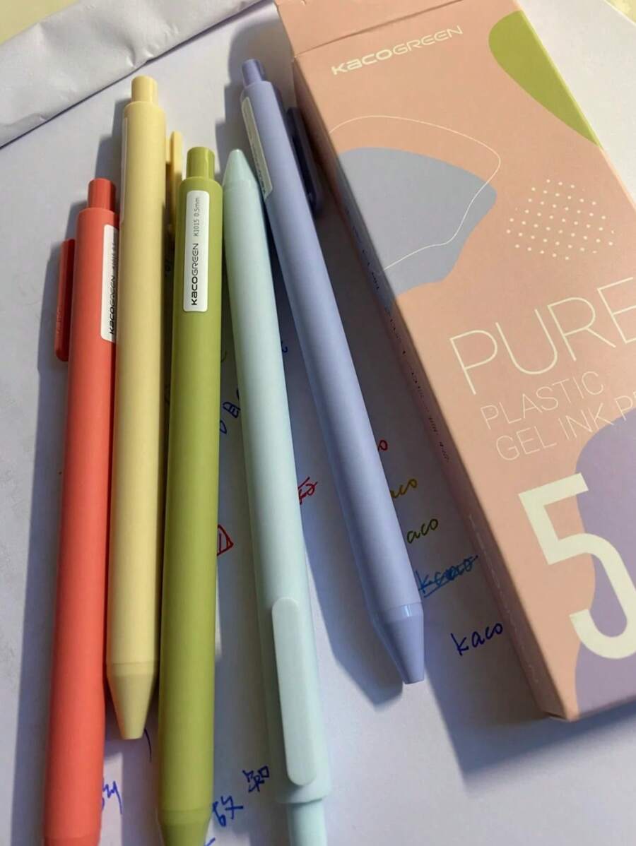5pcs Colored Gel Pens 0.5mm Color Ink Gel Pens Fine Tip Smooth Writing ...