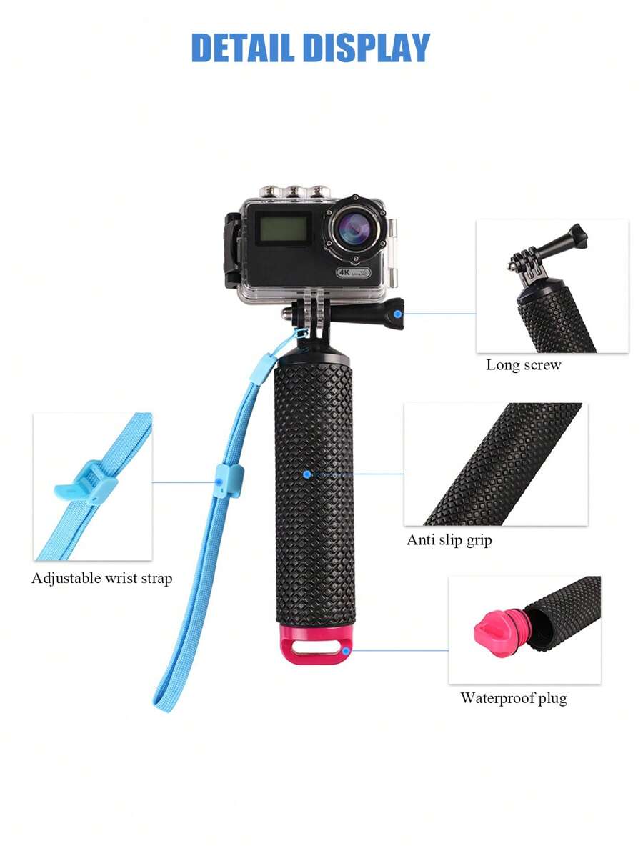 1PC Floating Handle With Anti-Drop Rope Waterproof Monopod For GoPro Hero 13 12 11 10 DJI Action ...