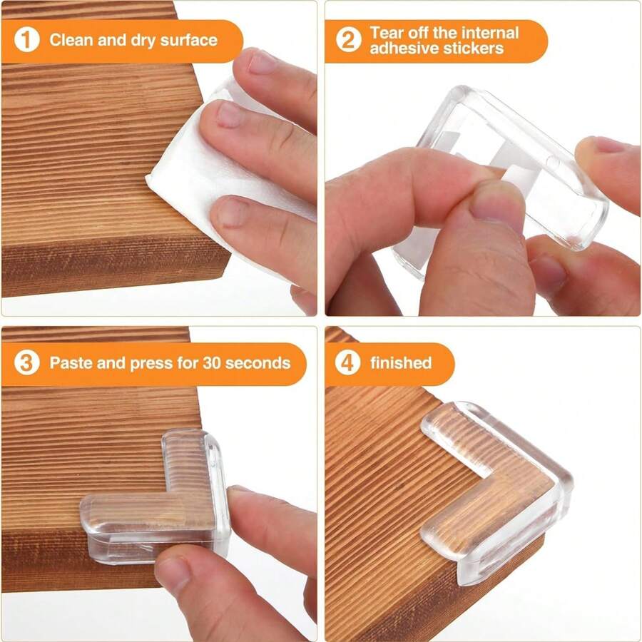 2 Pieces Silicone L-Shaped Clear Corner Protectors With Super Strong ...