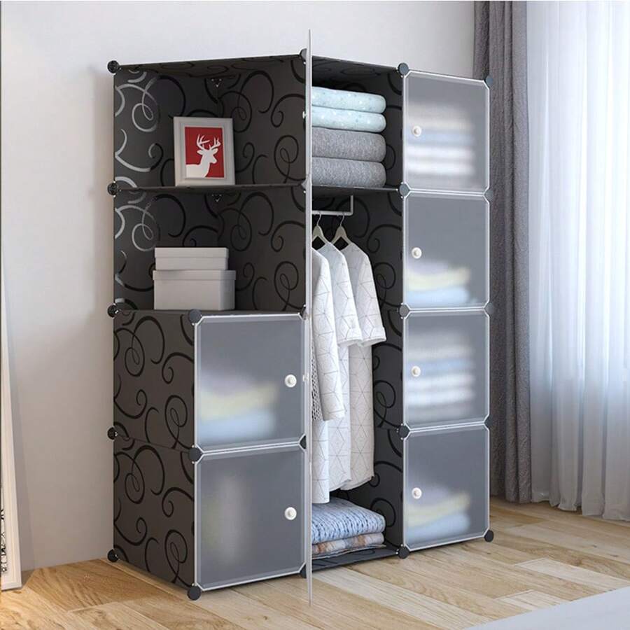 Armario portátil para colgar ropa, armario modular apilable con puertas ...