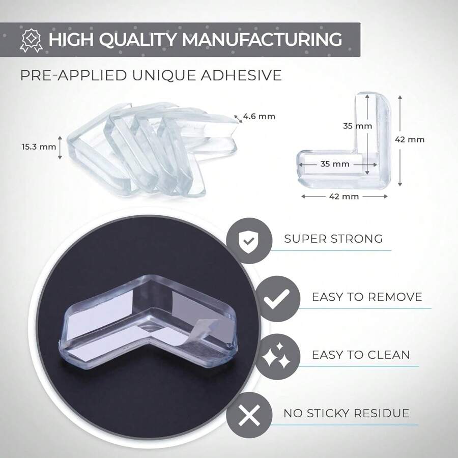2 Pieces Silicone L-Shaped Clear Corner Protectors With Super Strong ...