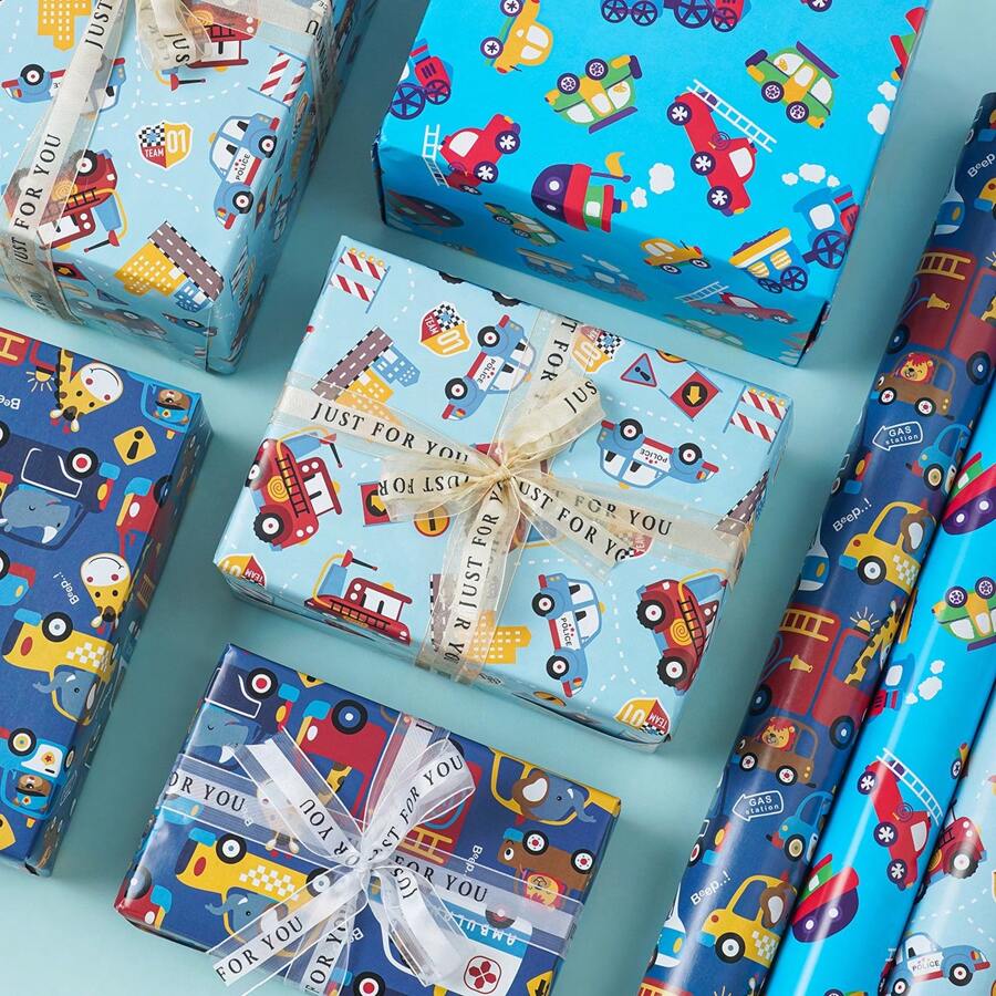 9 Pieces Of Toy Car Combination Birthday Gift Box, Gift Wrapping Paper ...