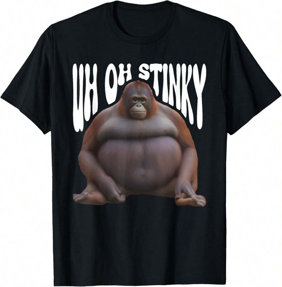 Funny Monkey Uh Oh Stinky Poop Dank Memes Le Monke Orangutan T-Shirt ...