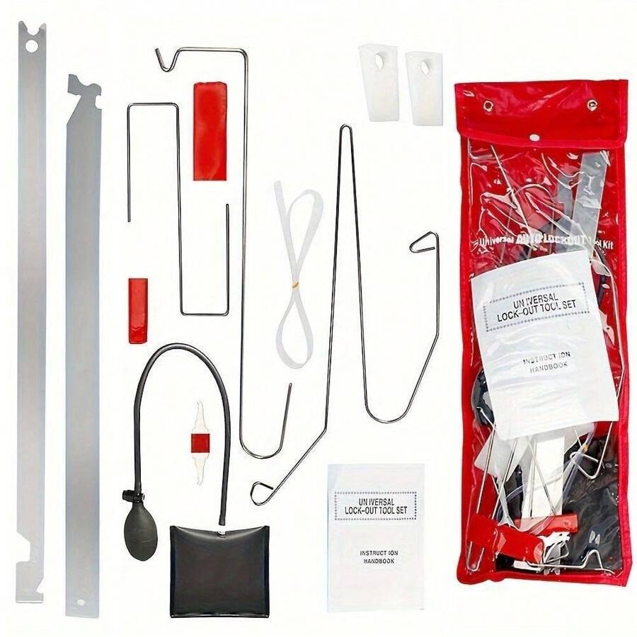 Car Door Lock Thin Wedge Emergency Unlocking Tool Set + Black Air Pump ...