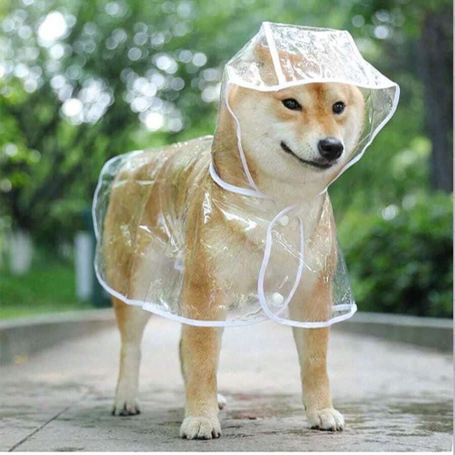 Pet Dog Raincoat Clear Pet Waterproof Clothes Hooded Rain Jacket Plastic Puppy Rain Poncho ...