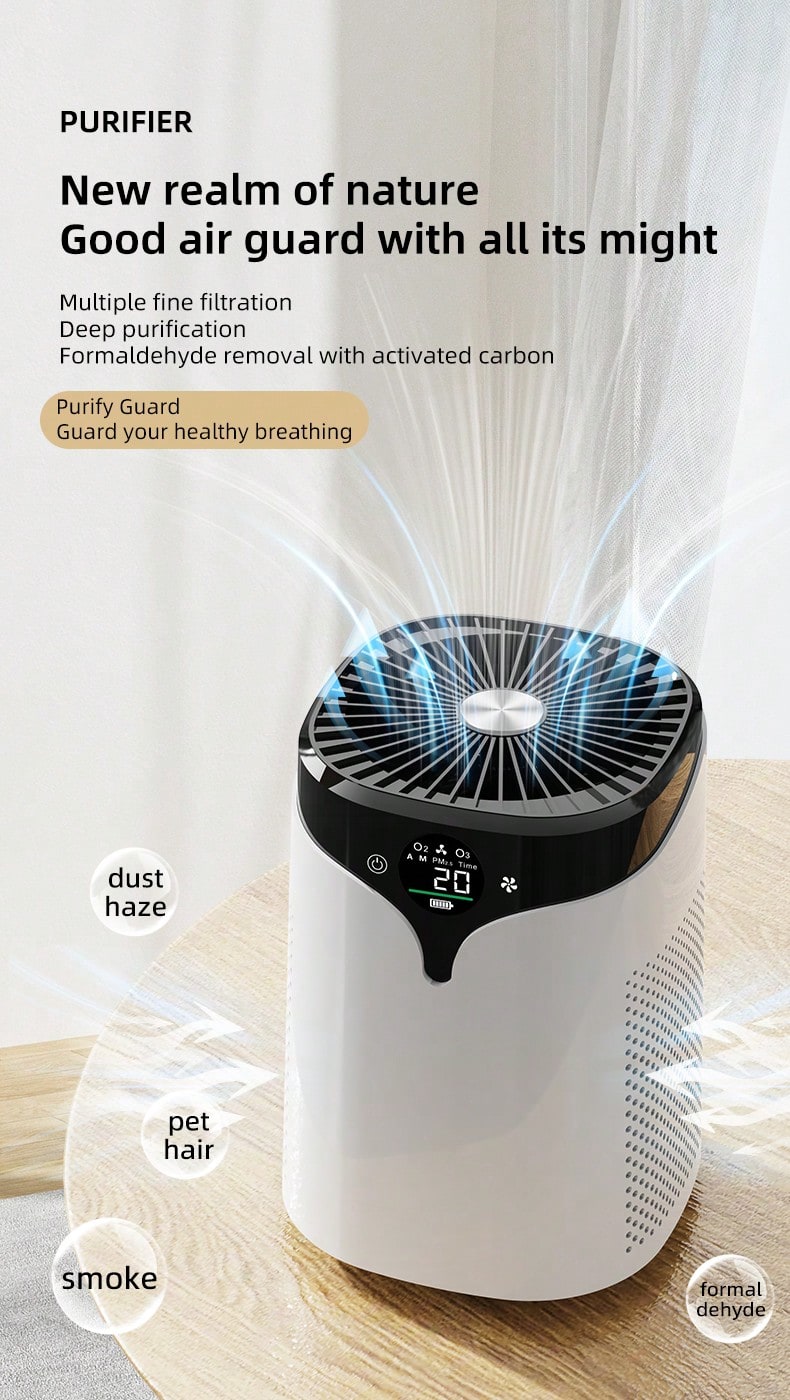 Purificateur d'air intelligent avec capteur de qualité d'air PM2.5, filtre HEPA H13 - Convient ...