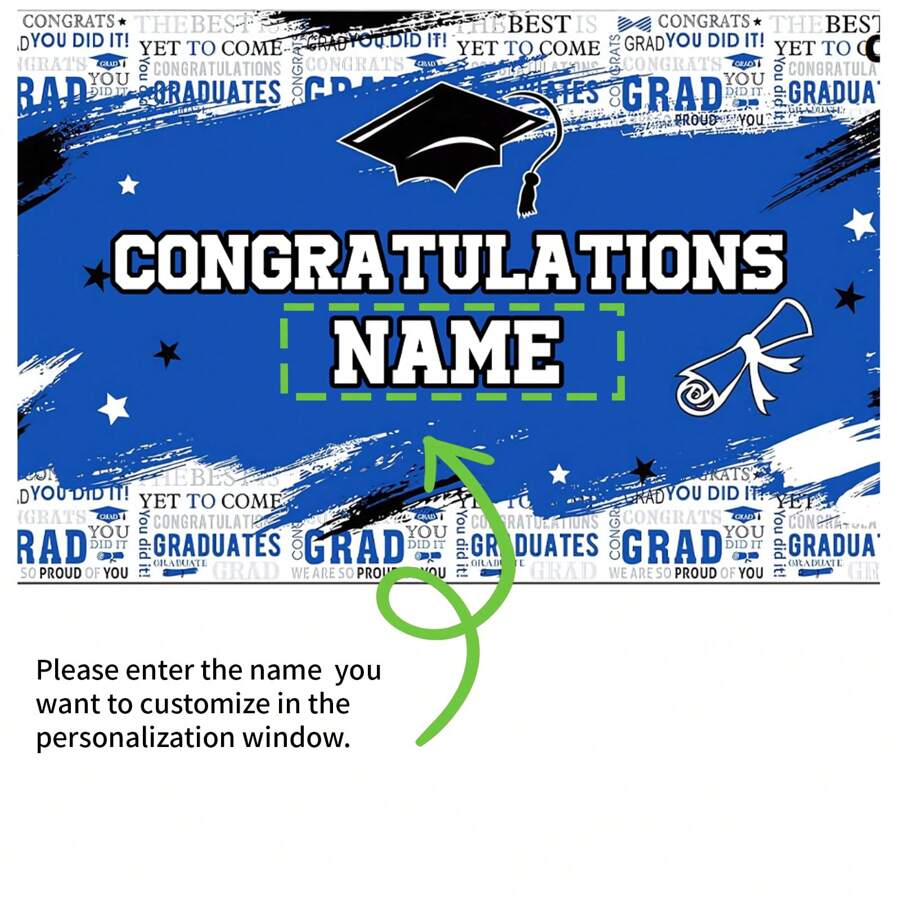 Customizable Personalized Blue And White 2025 Graduation Backdrop ... Customizable Personalized Blue And White 2025 Graduation Backdrop ...