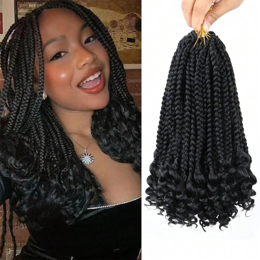 Saisity Haak Box Braids Haar Met Krullende Punten 10 Inch Haak Box ...