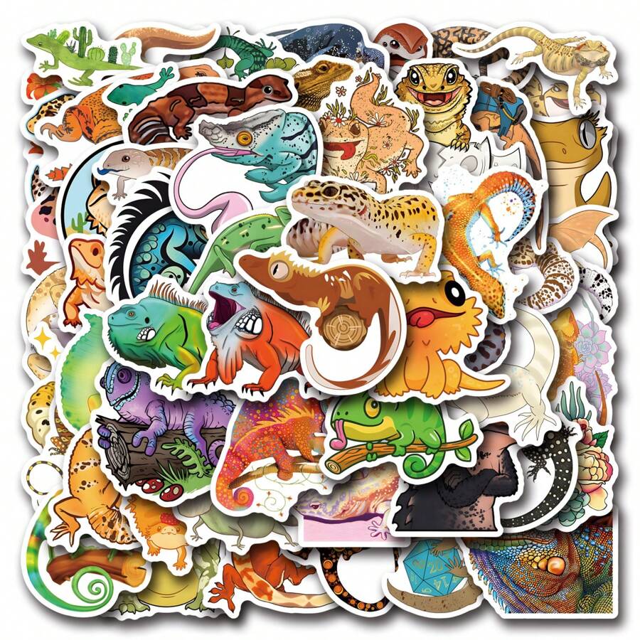 55 Cartoon Lizard Stickers, Reptile Stickers, Can Be Used To Decorate ...