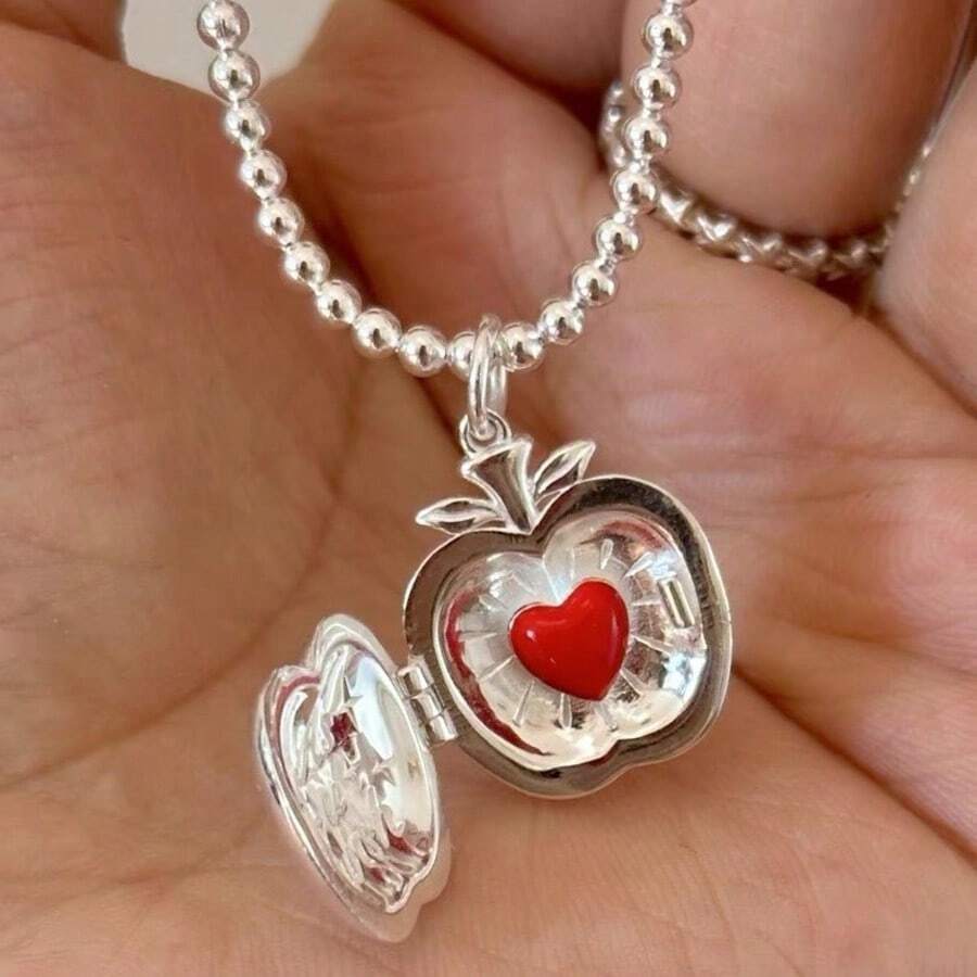 1pc Original Openable Small Apple Red Heart Necklace Enamel Red Heart ...