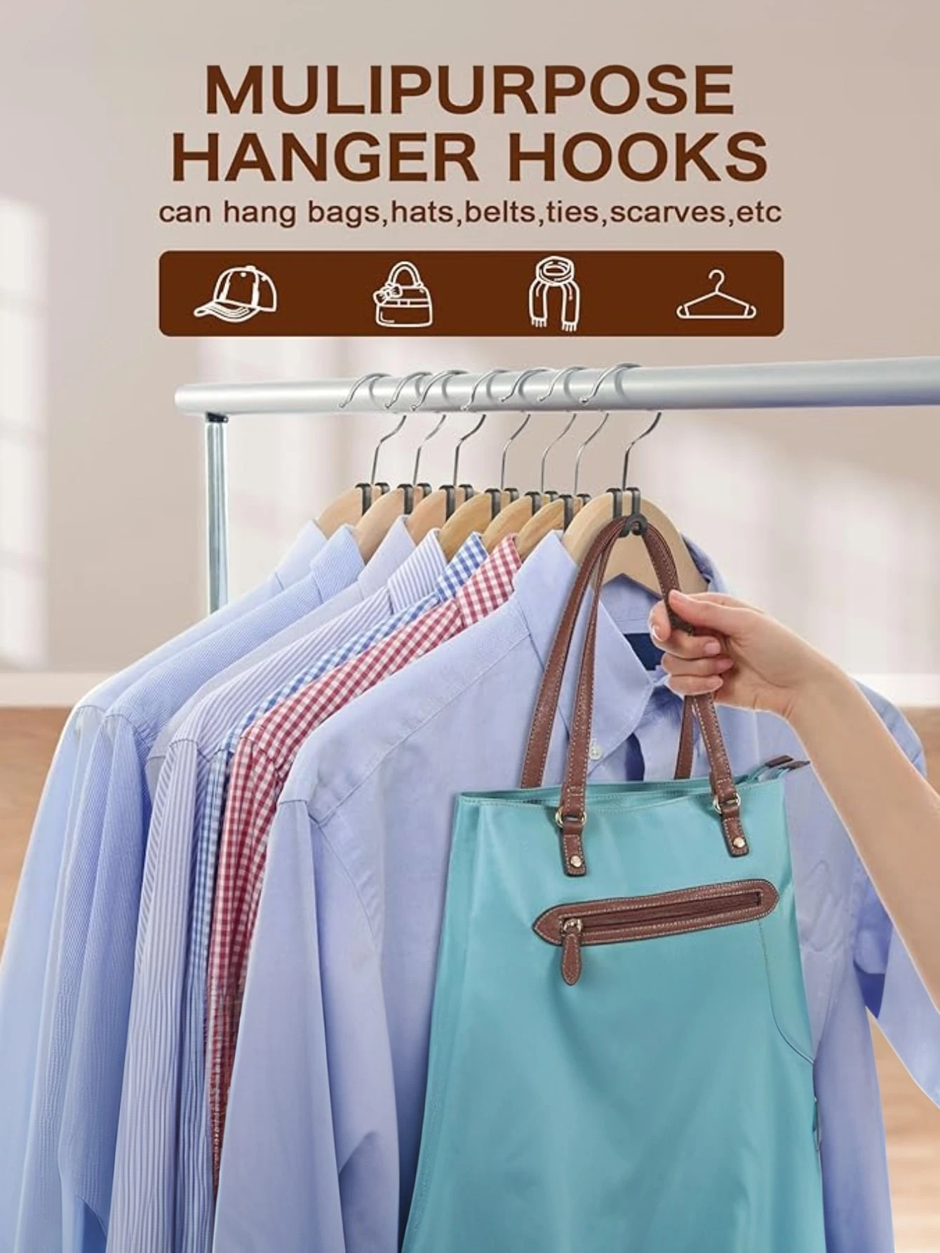 10PCS, S-Shaped Hanger Connector, Punch-Free Load-Bearing Hook, Space ...