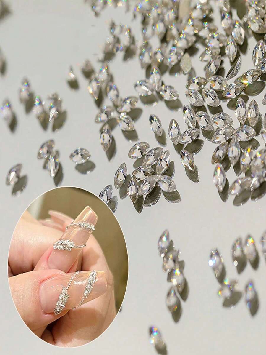50pcs/100pcs 1.5x3mm Super Shiny Transparent White Glass Diamond ...
