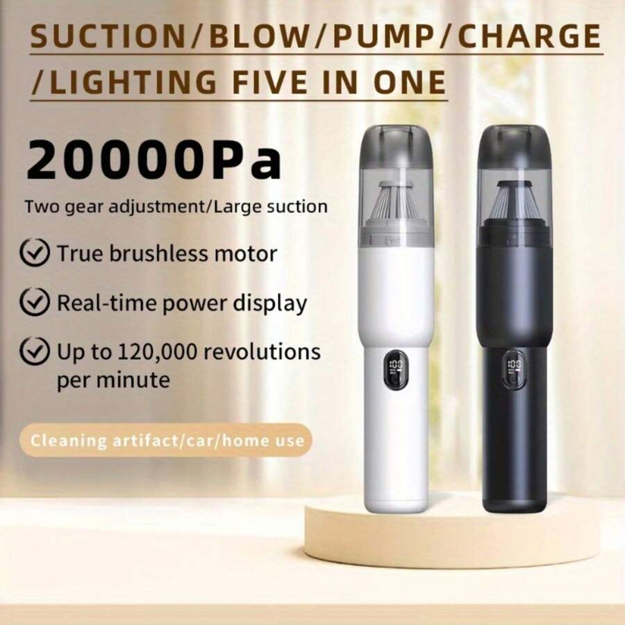 High Suction Power Cordless Car Vacuum 4 In 1 Handheld LED Type C ...