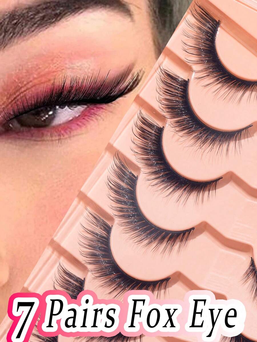 NEW 7 Pairs Fox New Cat Eye Lashes Mink Eyelashes 3D Curl Winged ...