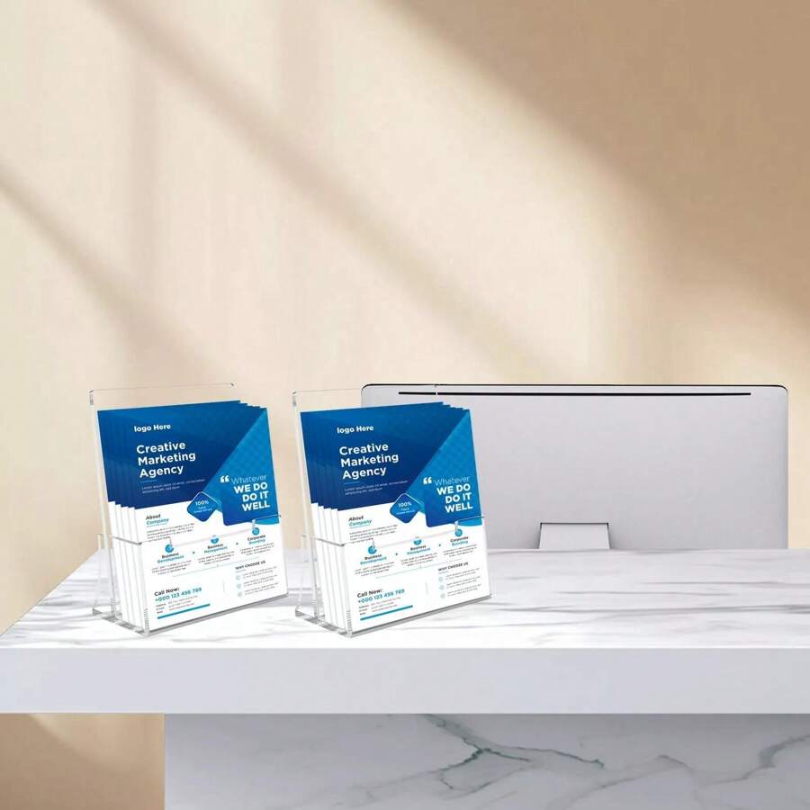 2 Pack A5 Clear Perspex Leaflet Holders Brochure Stand Top Portrait ...