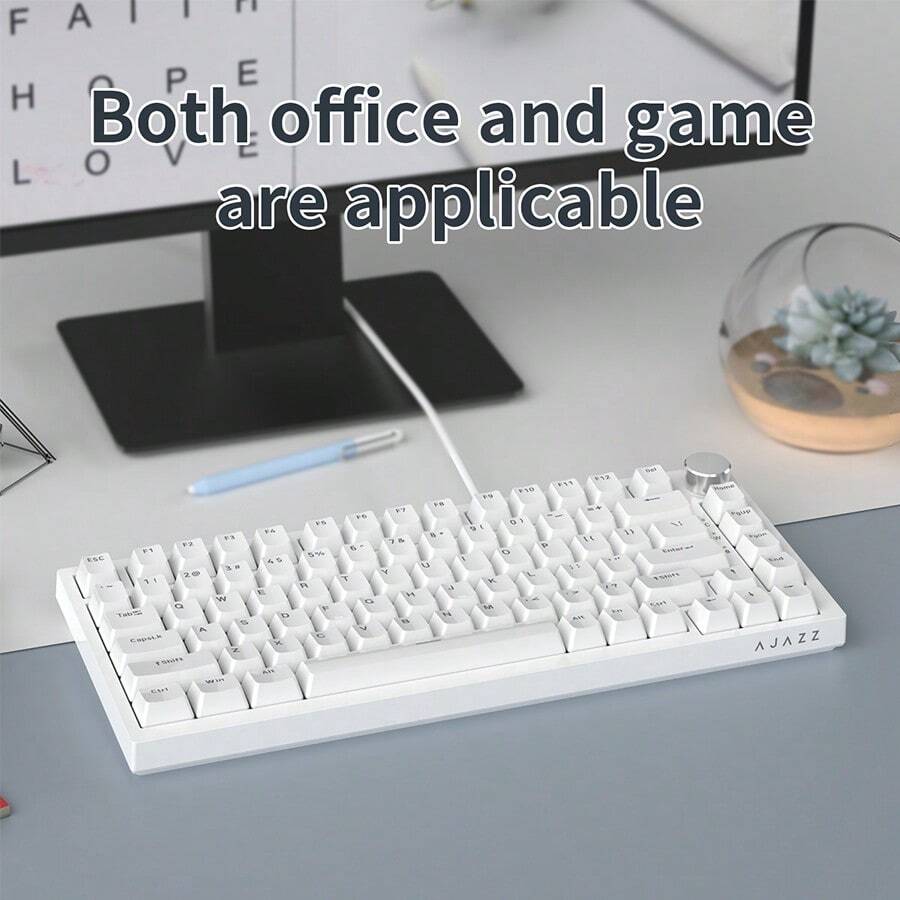 AJAZZ AK820 Wired Mechanical Keyboard, With Lighting, High Appearance, Pure White Body, Full Key ...