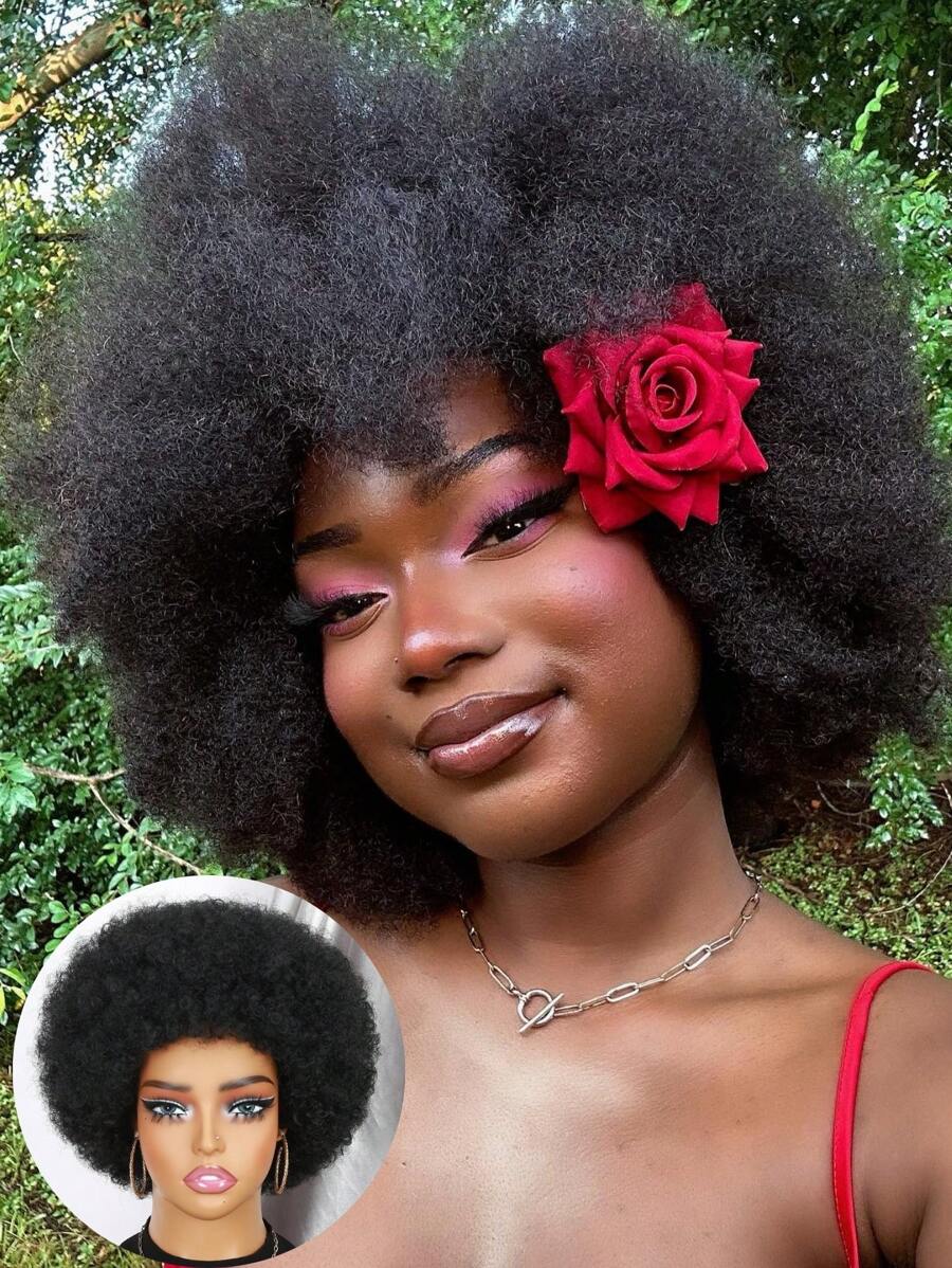Perruque afro bouffante pour femmes noire, brune, blonde. Perruques ...