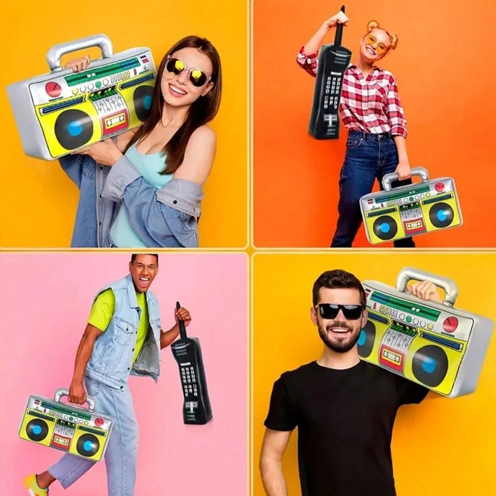 80s 90s Rock Party Supplies And Props Set, Includes Microphone, Radio ...