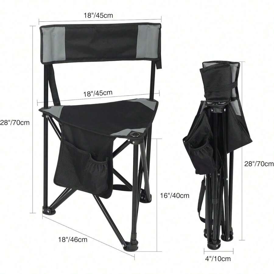 2 Pack Tripod Camping Chairs Folding Lightweight, Portable 3 Legged ...