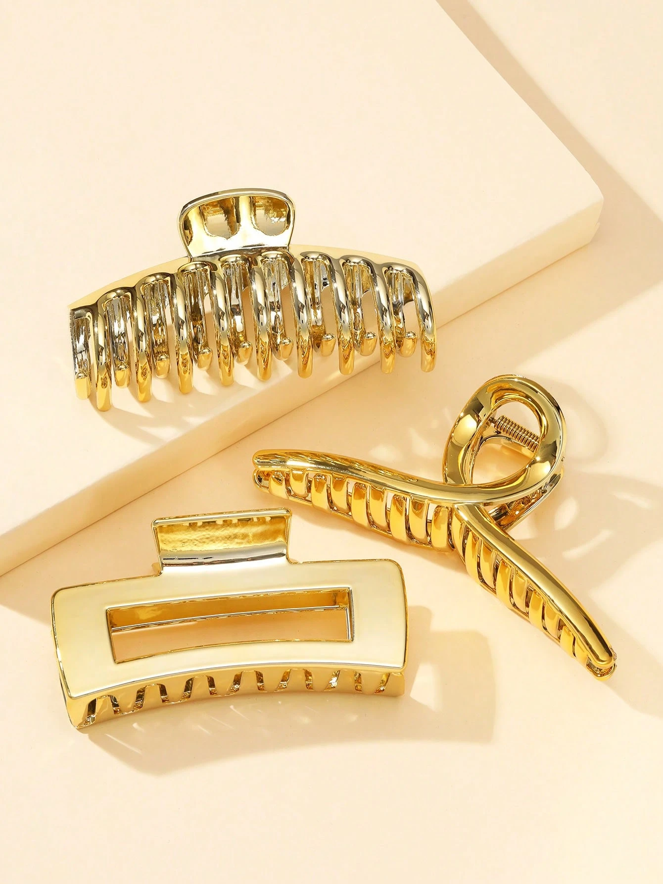 3-Pack Silver Imitation Metal Plastic Hair Claws Large Hair Claws High ...