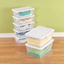 Sterilite 12-Pack 6 Quart Storage Box, Stackable Clear Plastic Bins ...