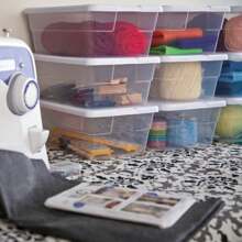 Sterilite 12-Pack 6 Quart Storage Box, Stackable Clear Plastic Bins ...