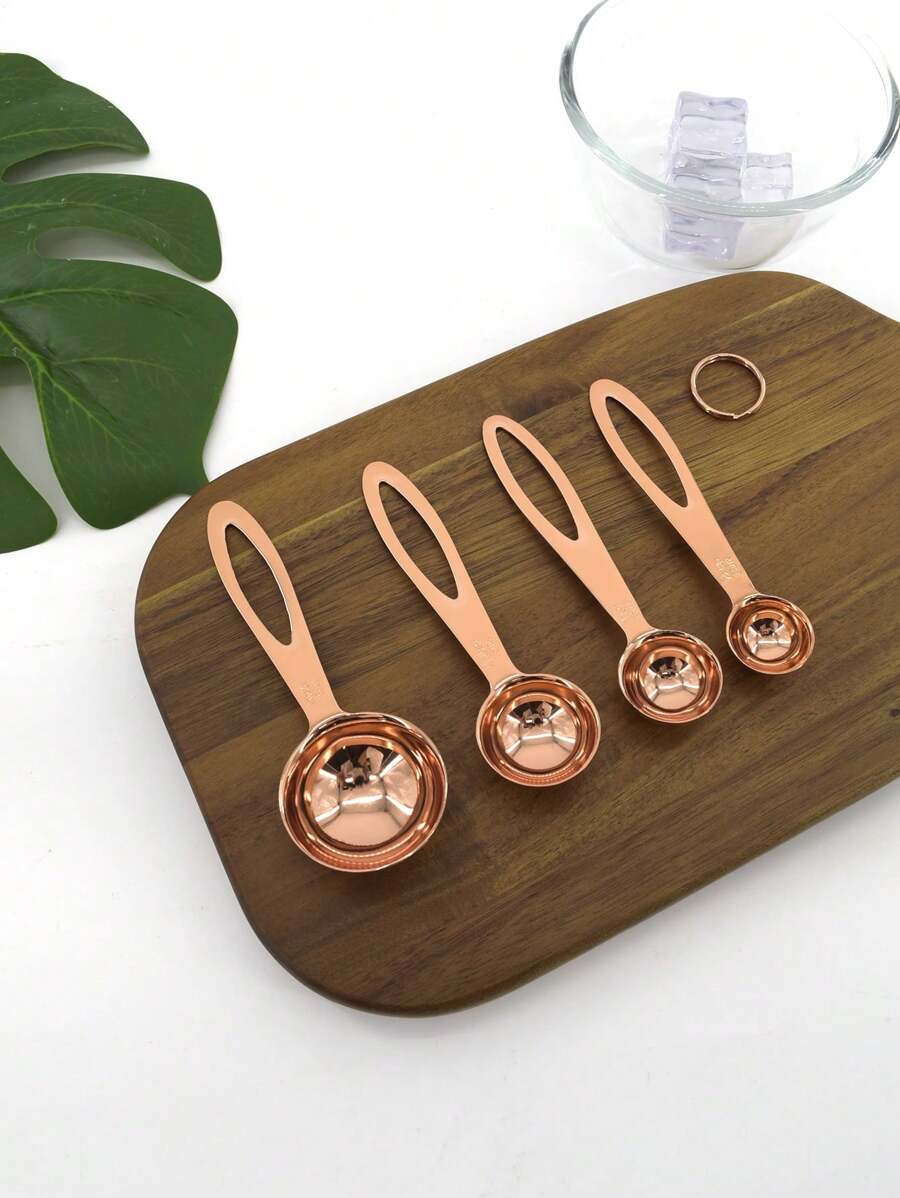 4pcs Copper-Plated Stainless Steel Measuring Spoons With Scale Kitchen ...