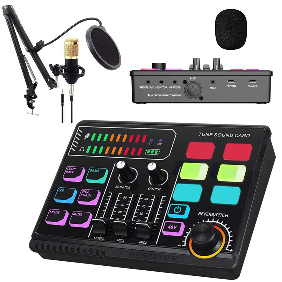 Podcast Equipment Bundle Audio Mixer All-In-One Podcast Production ...