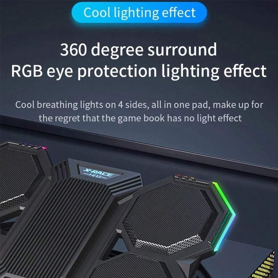 RGB Gaming Laptop Stand Air Cooler Notebook Stand Holder With 6 Fans ...