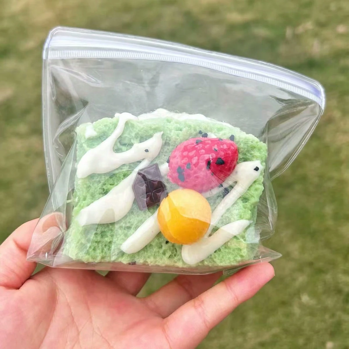 Extra Thick High Density Matcha Fruit Bread Squeeze Toy, Silicone-Like ...