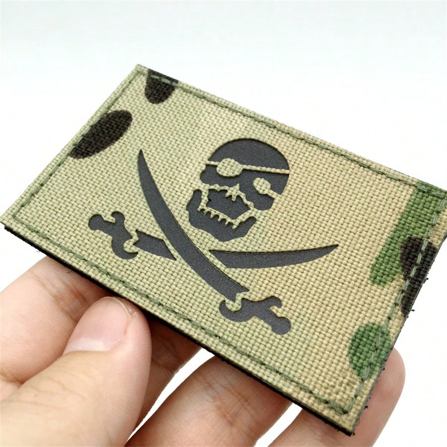 [Skull Applique With Hook & Loop] Skull Reflective Patch - Durable ...