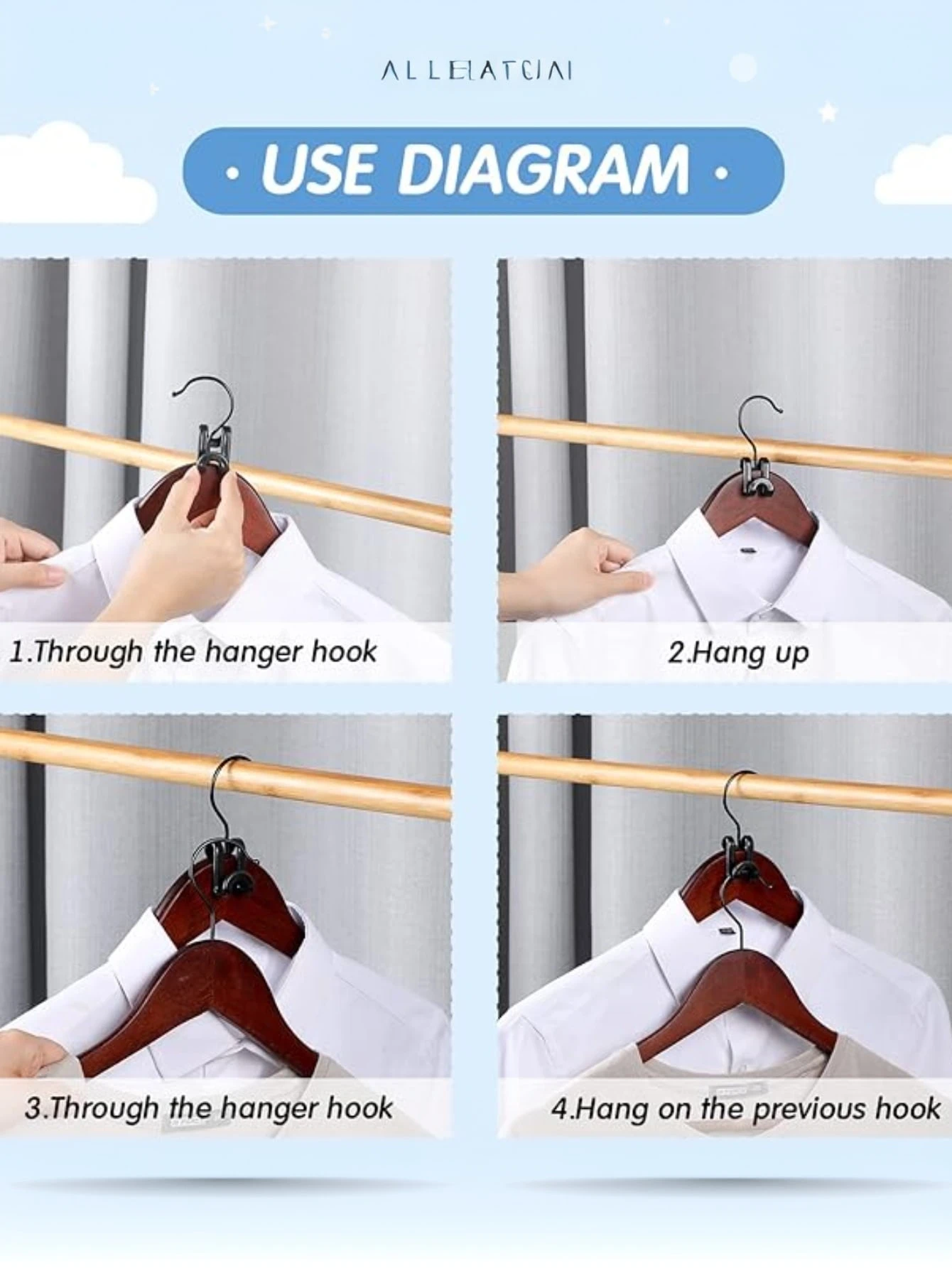 10PCS, S-Shaped Hanger Connector, Punch-Free Load-Bearing Hook, Space ...