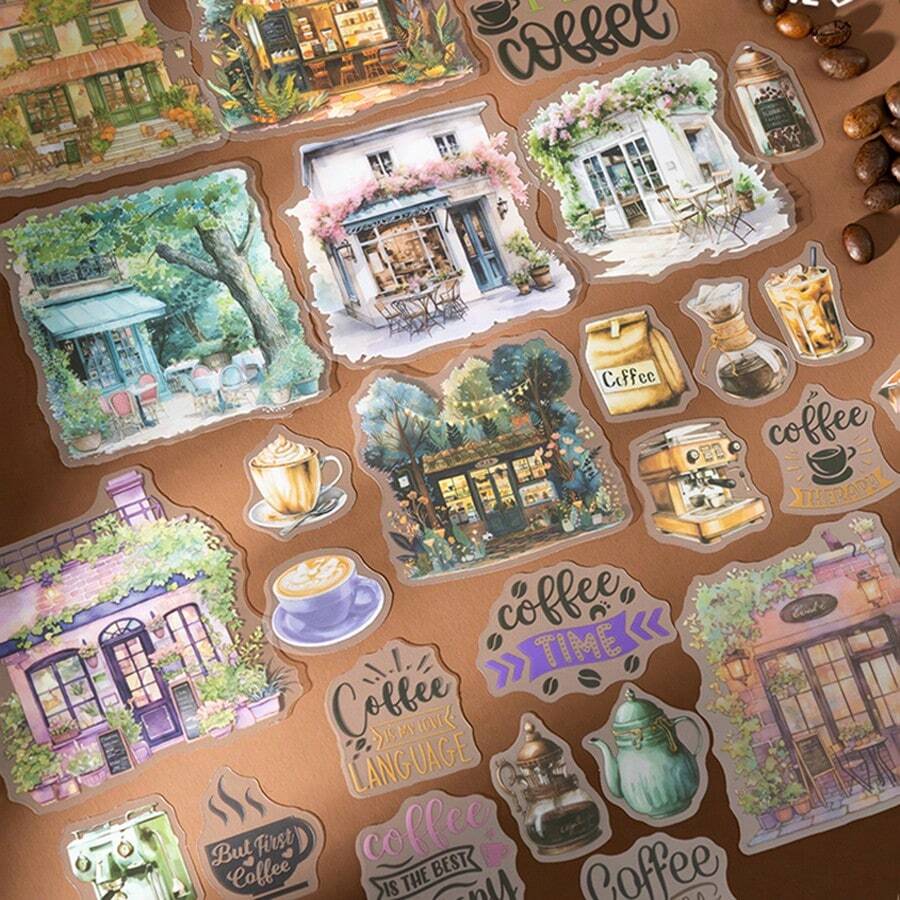25Pcs/Bag Sticker Pack, Encounter Cafe Series, Retro Coffee Theme ...
